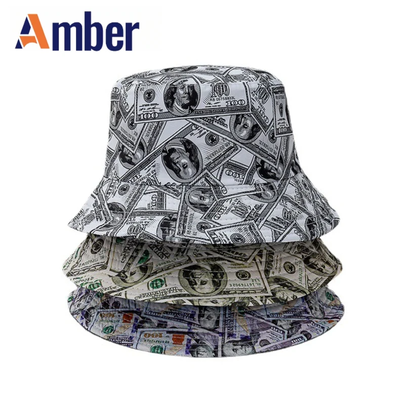 Amber-Dollar-Print-Bucket-Hat-USD-Money-Panama-Fisherman-Hats-Men-Women ...