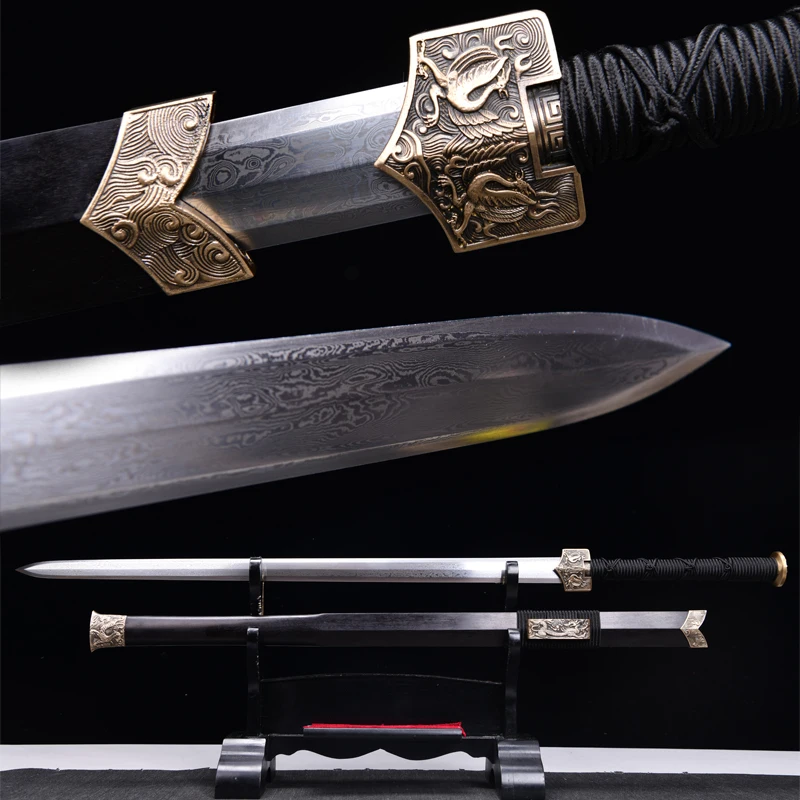Chinese-Four-Gods-Han-Metal-Swords-Folded-With-Folded-Steel-Blade-Sharp ...