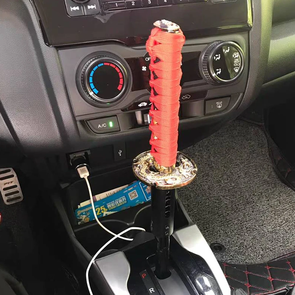 Jdm Samurai Automatic Sword Shift Knob 100mm 150mm 200mm 260mm Katana Samurai Knife Gear Shift Knob With Adapters Red black Gear Shift Knob