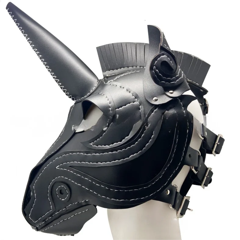 Horsehead mask Punk PU mask Halloween holiday party stage performance ...
