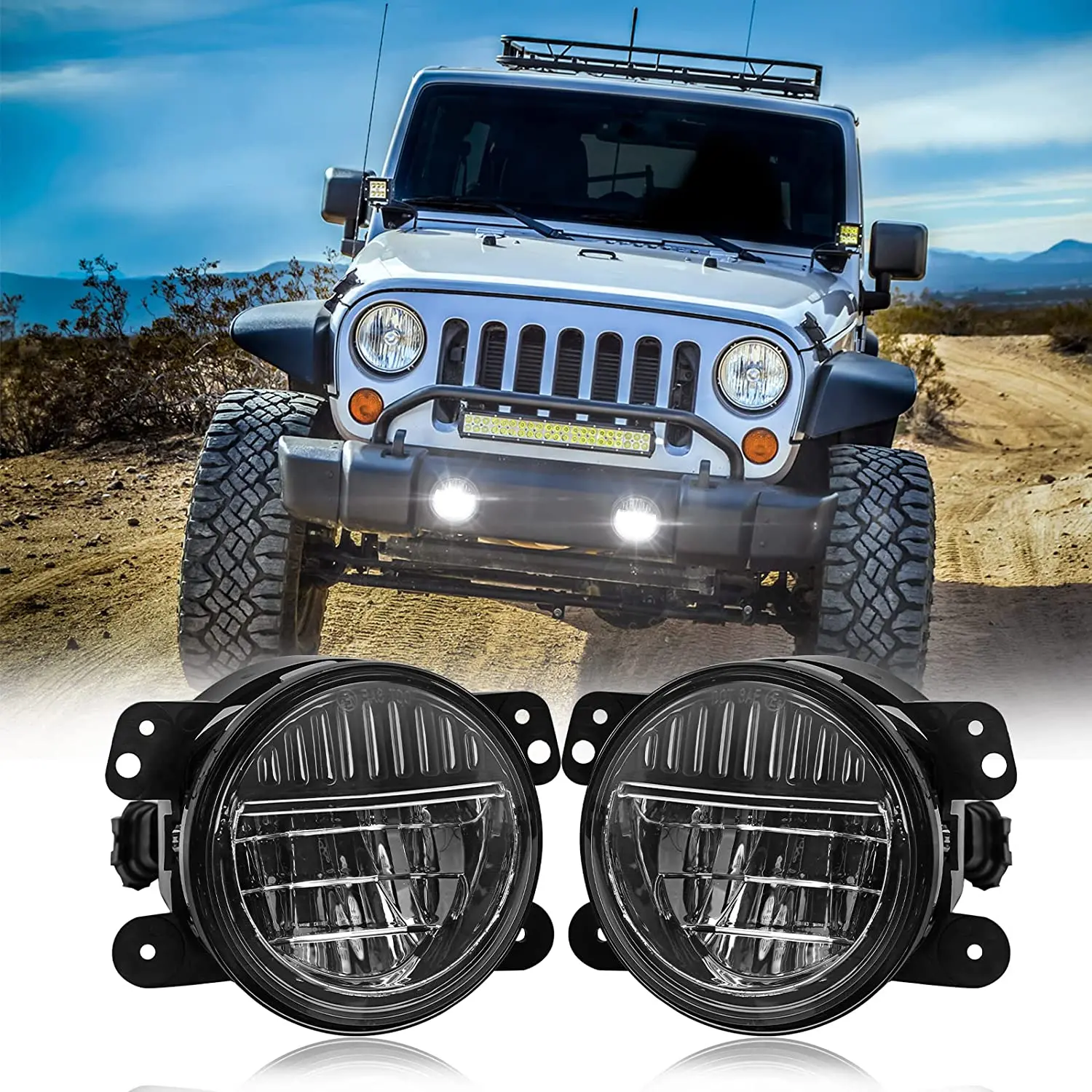 2pcs-4-Inch-Led-Fog-Lights-Unique-Design-Fog-lamps-For-Jeep-Wrangler-JK ...