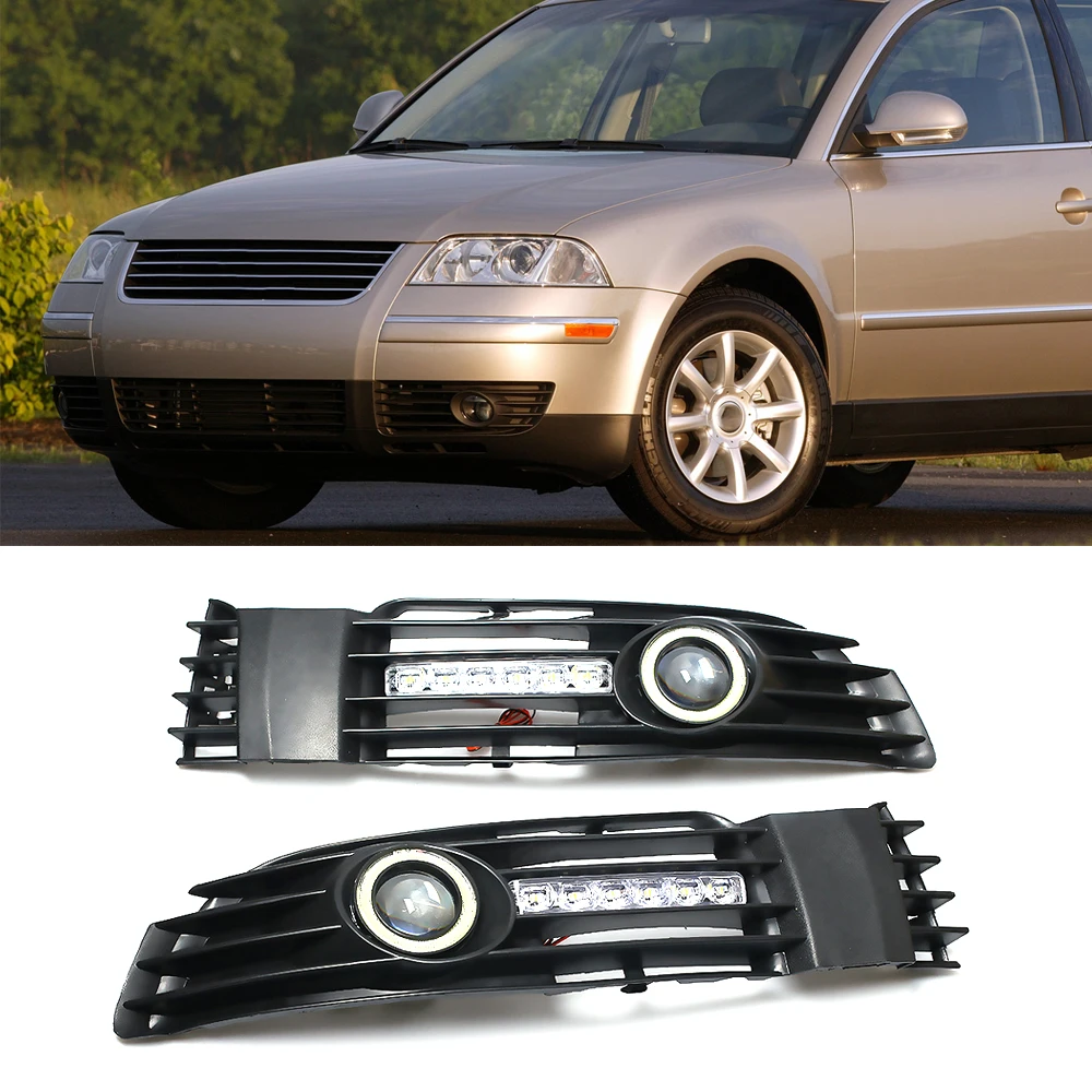 Car-Angel-Eye-Daytime-Running-Light-Fog-Lights-Grille-With-LED-Lamp-For ...