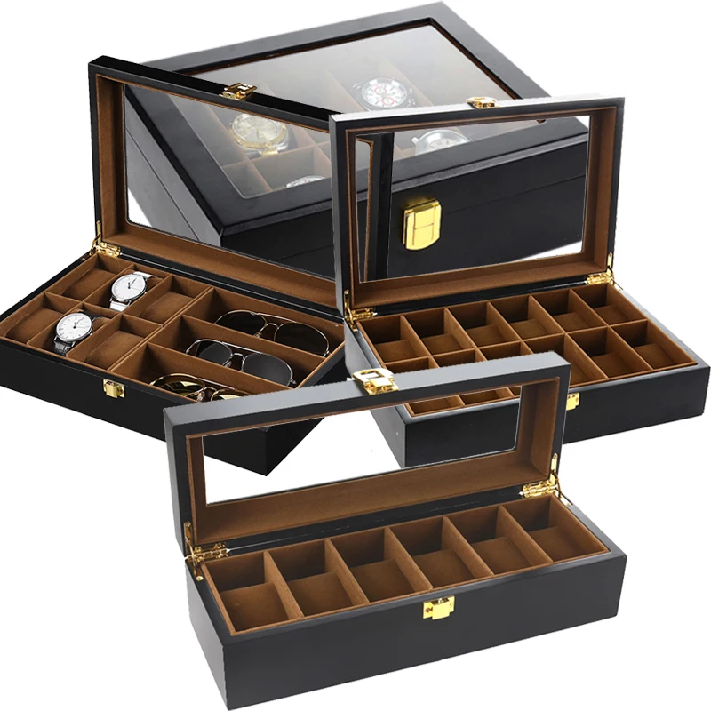 6-10-12-Slot-Wooden-Watch-Box-Organizer-Hoder-Watch-Stand-Display ...