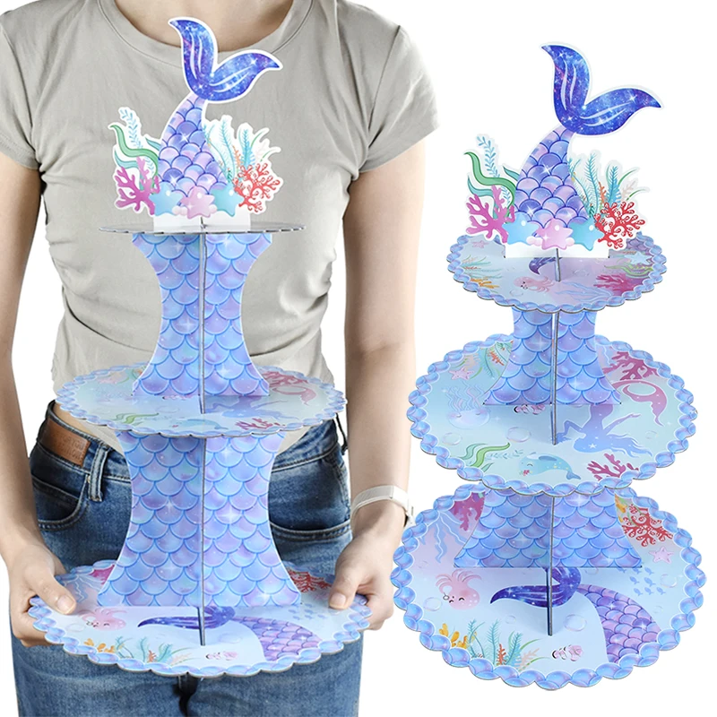 Mermaid-Birthday-Cake-Stand-Sea-Animal-Mermaid-Themed-Cupcake-Display ...