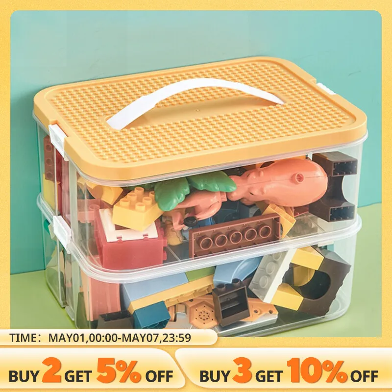 Building-Blocks-Toys-Storage-Box-for-Lids-Brick-Shaped-Plastic-Kids-Bin ...