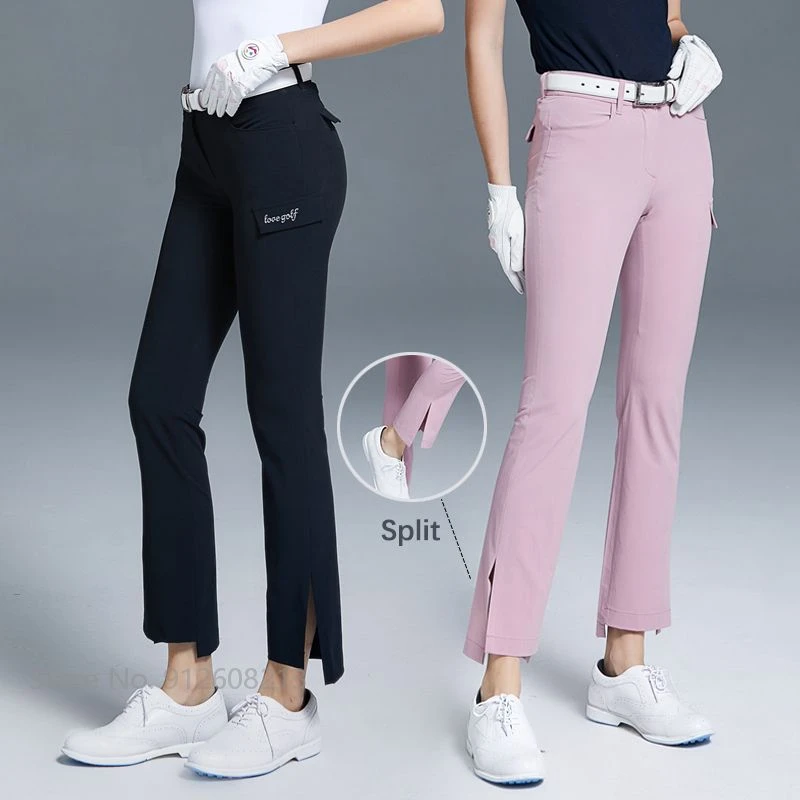 여성용 러브 골프 플레어 팬츠 여성용 탄성 스플릿 골프 바지 여성용 피트니스 캐주얼 스포츠 바지 얇은 스웨트 팬츠 여름 Aliexpress