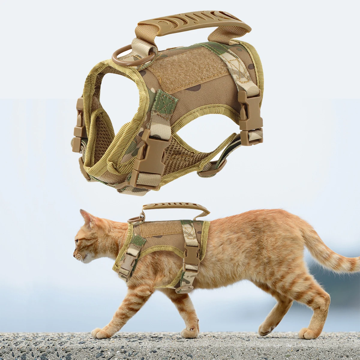 Tactical-Cat-Harness-Leash-for-Walking-Escape-Proof-Adjustable-Kitten ...