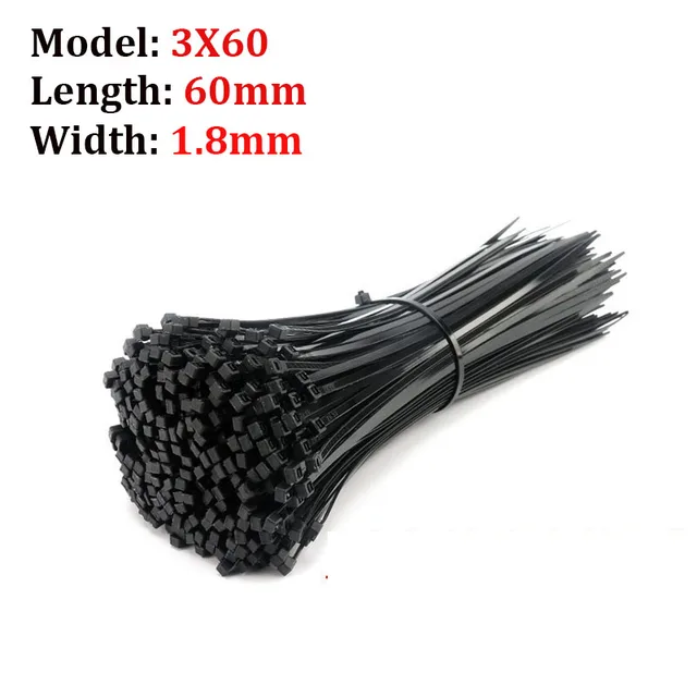 Self-locking plastic nylon cable tie 100 pieces black 3 *60/80 cable ...
