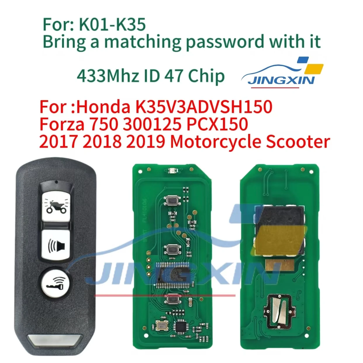 Honda Motorcycle Smart Car Key 434MHz ID47 For Honda K01/K35 V3 ADV SH ...