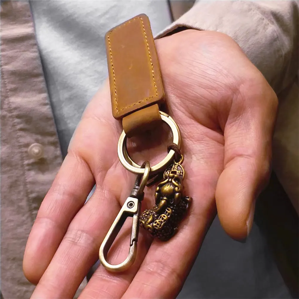 Feng-Shui-Pixiu-Handmade-Genuine-Leather-Key-Chain-Good-Luck-Wealth-Key ...