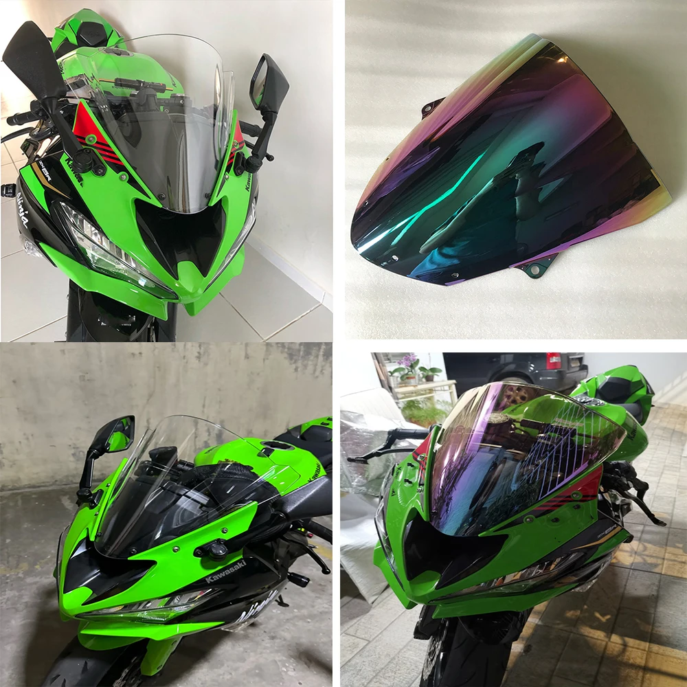 Motorcycle-ZX6R-Double-Bubble-Windshield-Windscreen-For-2009-2018-2019 ...