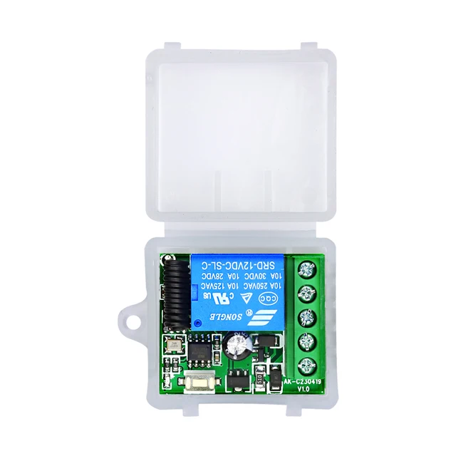 433MHz Wireless Remote Control Switch DC 12V 10A 1CH Relay Module Receiver ON OFF Remote Control ...