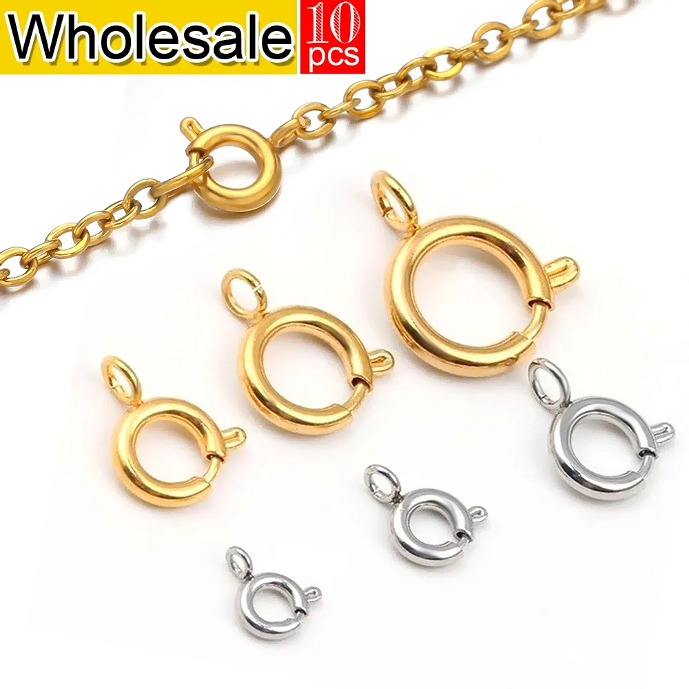 Spring Clasp 10PCS Stainless Steel Jewelry Buckle for Necklace Bracelet ...