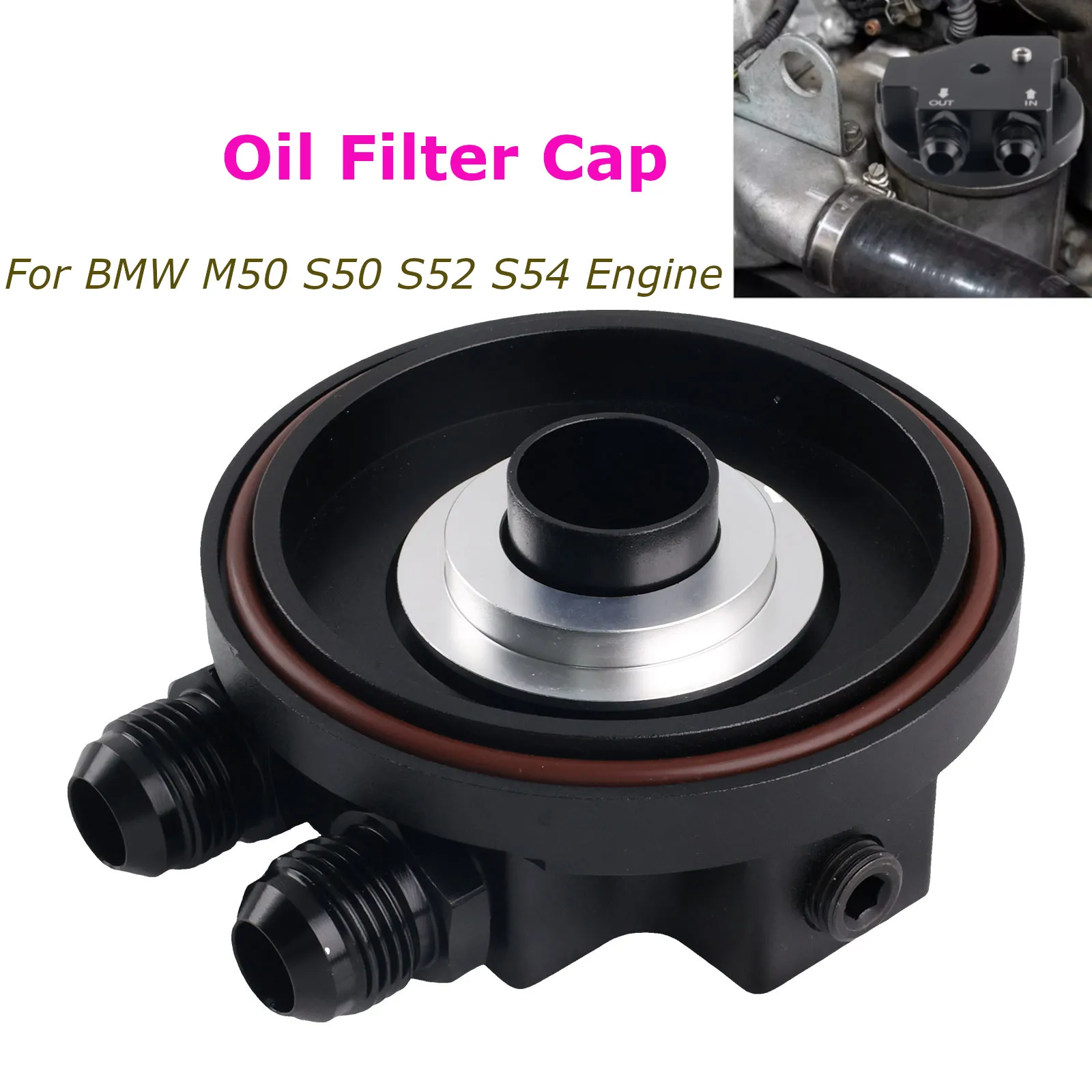 Add Oil Cooler Fittings Oil Filter Cap For BMW M50 S50 S52 S54 E36 E46 ...