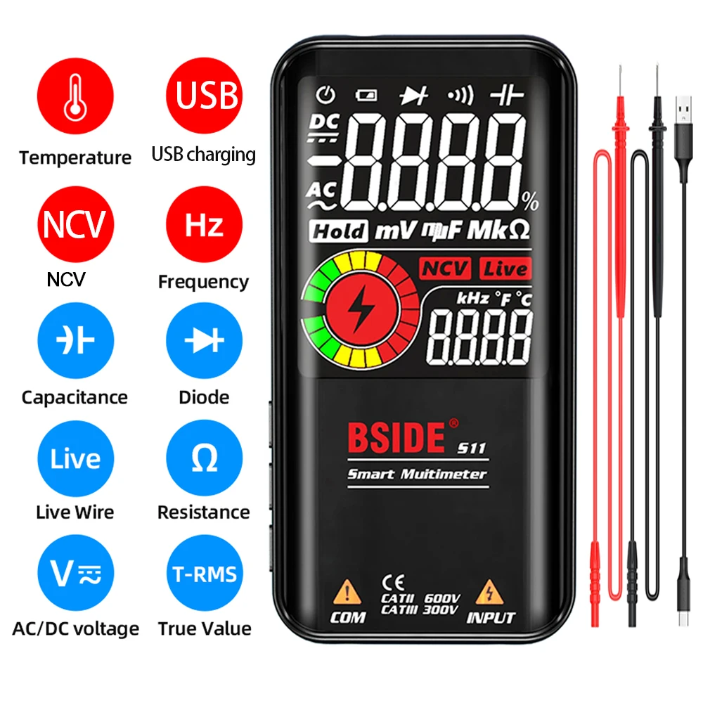 S11 Digital Multimeter Smart Voltage Capacitance Diode Meter Ncv Ohm ...