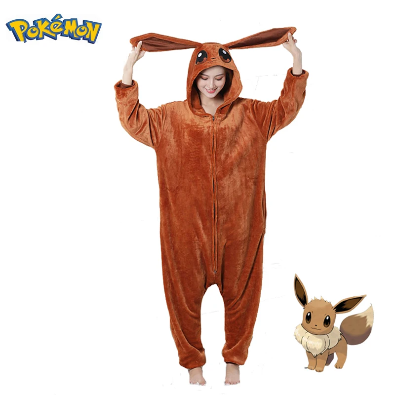 Eevee Pokemon Onesie Kigurumi Cosplay Costume Pajama For Adults ...