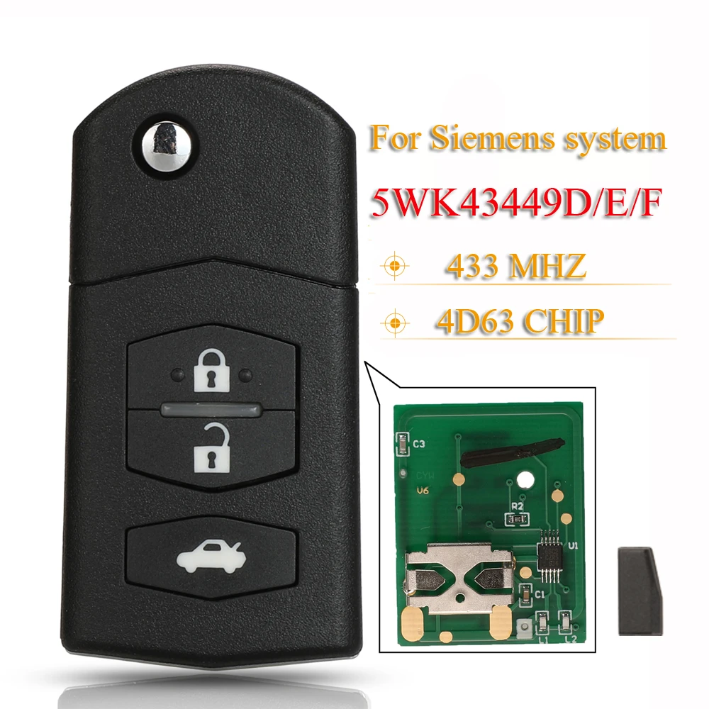 jingyuqin 5WK43449D /5WK43449E /5WK43449F Flip Car Remote Key Fob ...