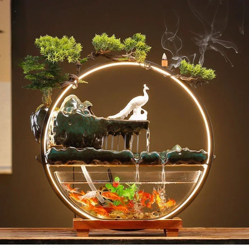 Chinese Fountain Flowing Water Ornament Circulating Water Ceramic Table ...