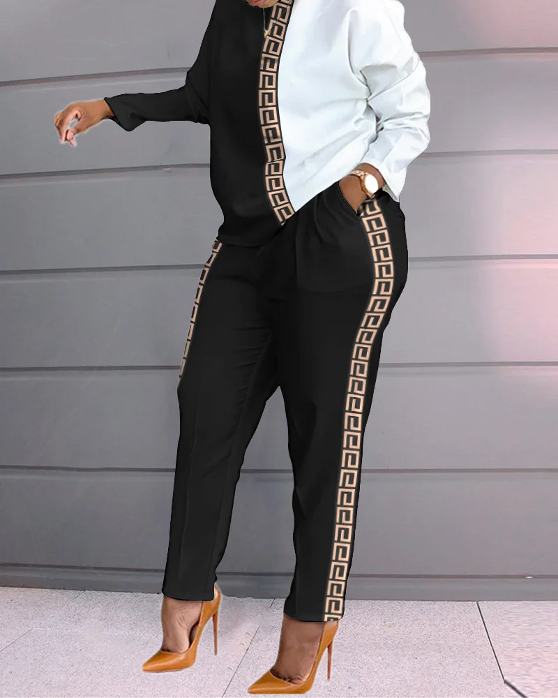2-Two-Piece-Set-Women-Track-Suit-Fashion-Patchwork-O-Collar-Long-Sleeve ...