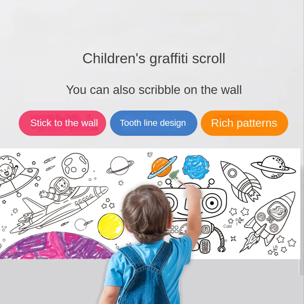 Children Coloring Paper Roll DIY Drawing Roll Color Filling Paper ...