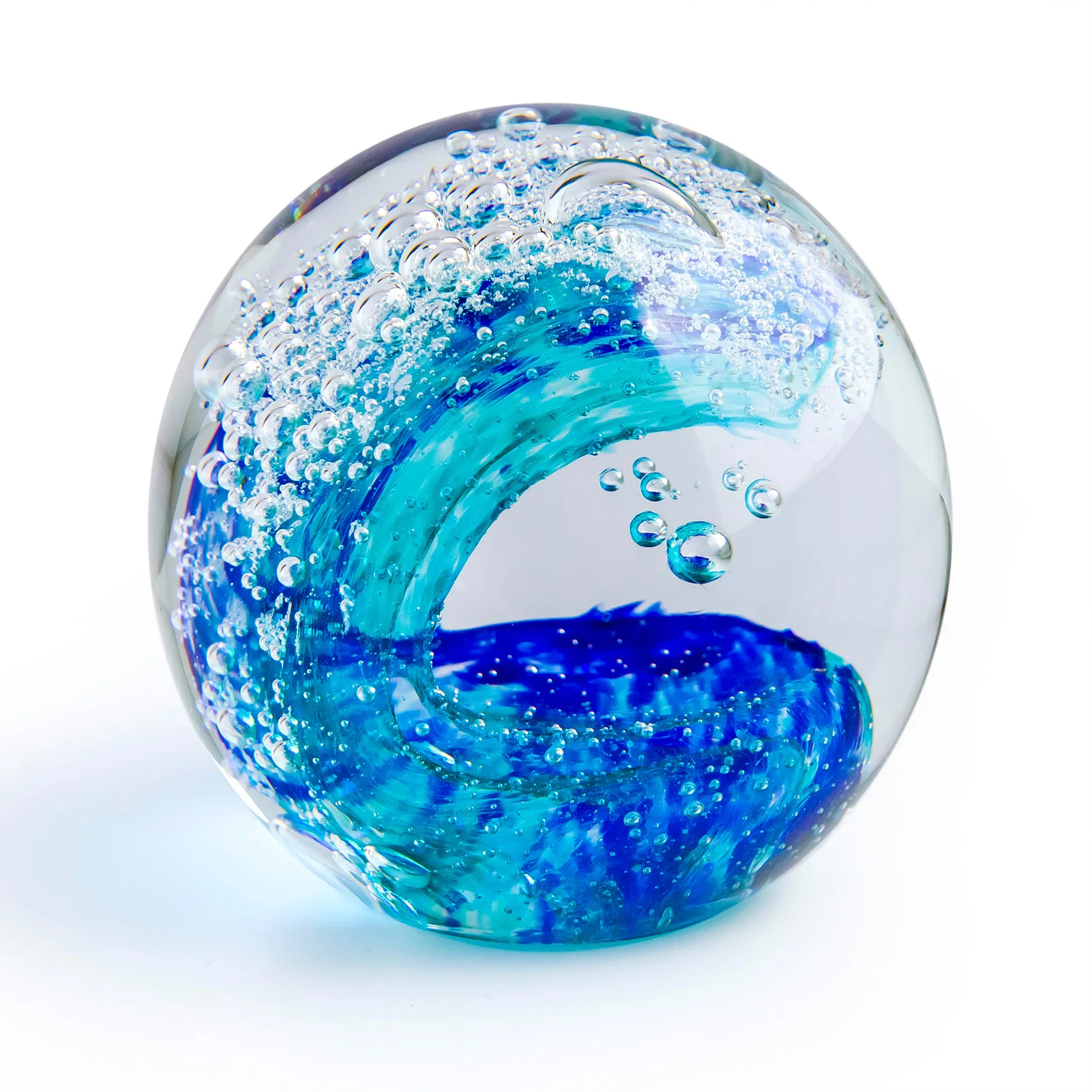 KANGMING-Hand-Blown-Ocean-Wave-Bubble-Glass-Paperweight-Present-A-Gift ...