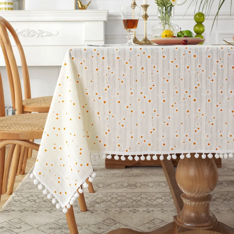 Korean-Style-Small-Daisy-Cotton-Floral-Tablecloth-Tea-Table-Decoration ...