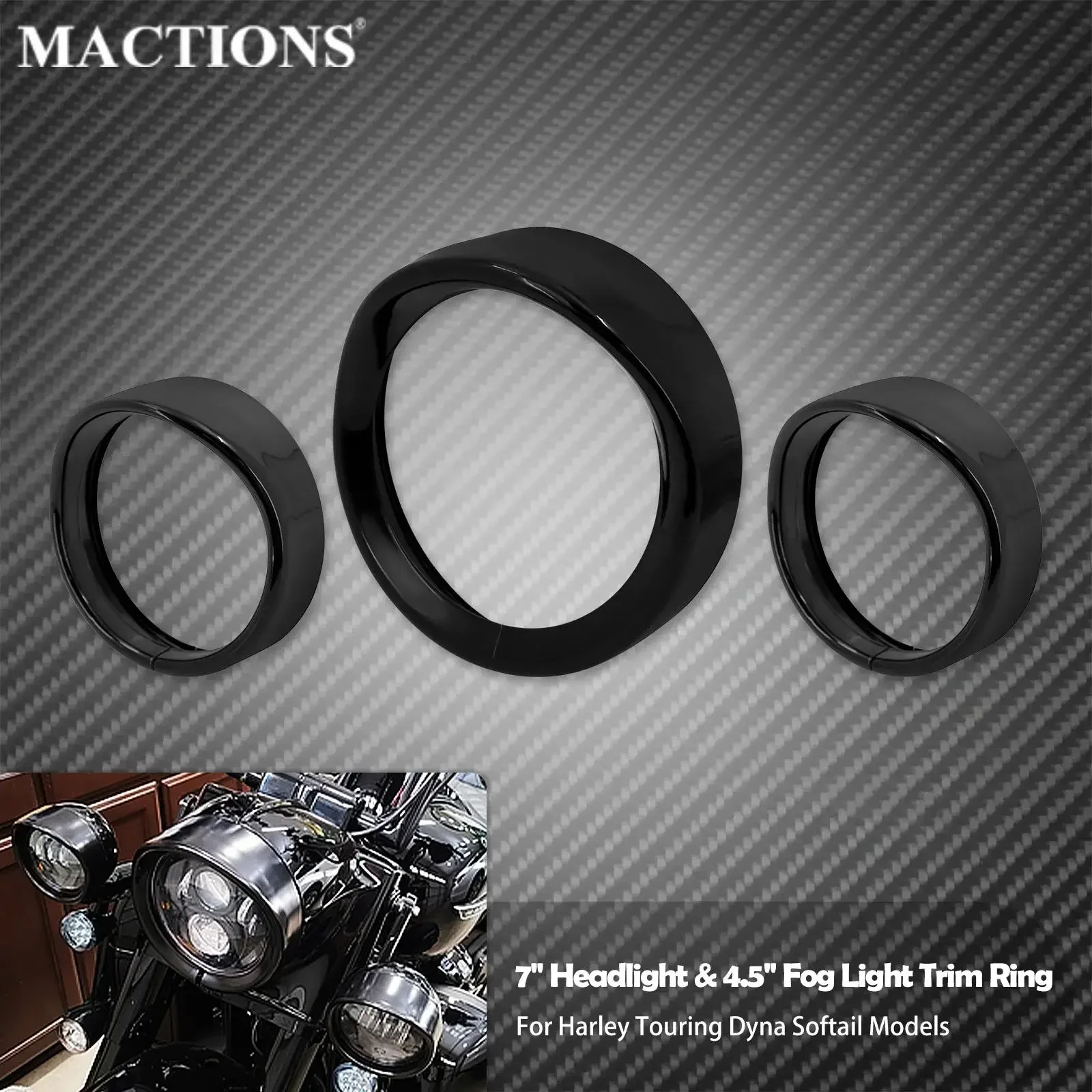 Motorcycle-LED-7-Headlight-Ring-Bezel-Visor-4-5-Fog-Light-Lamp-Trim ...