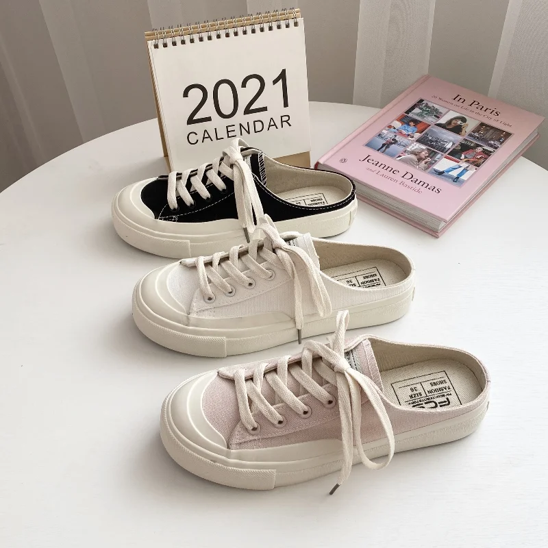 2022-New-Half-drag-Canvas-Shoes-Female-Spring-and-Summer-Breathable ...