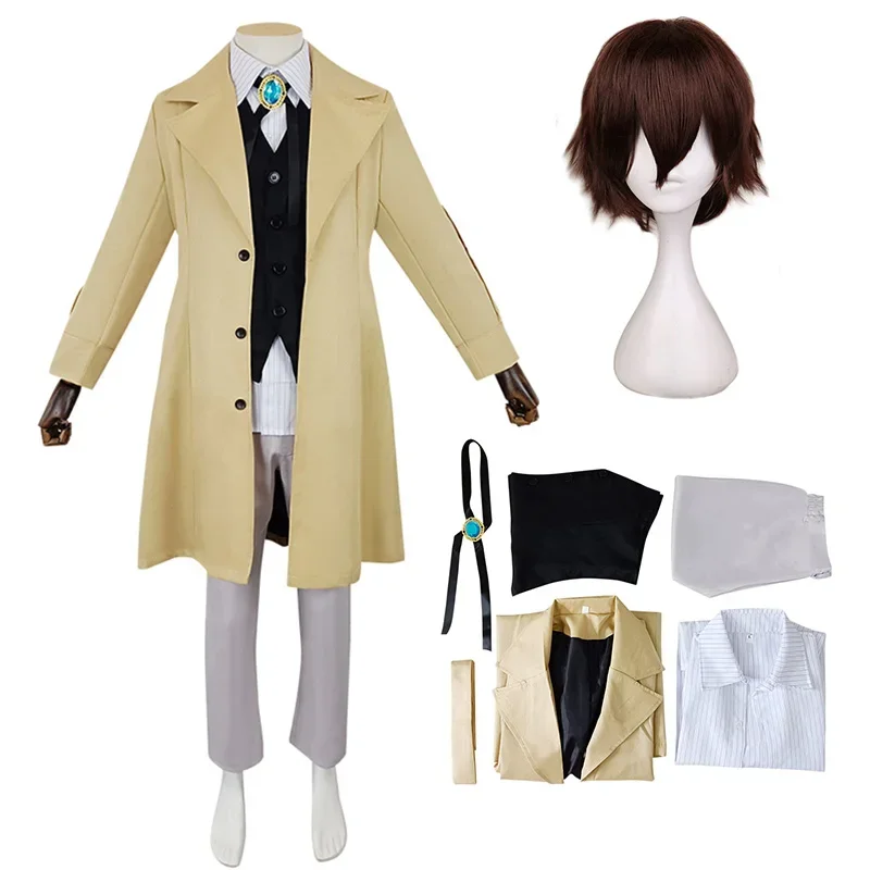 Anime-Bungo-Stray-dogs-Dazai-Osamu-cosplay-costume-long-jacket-coat ...