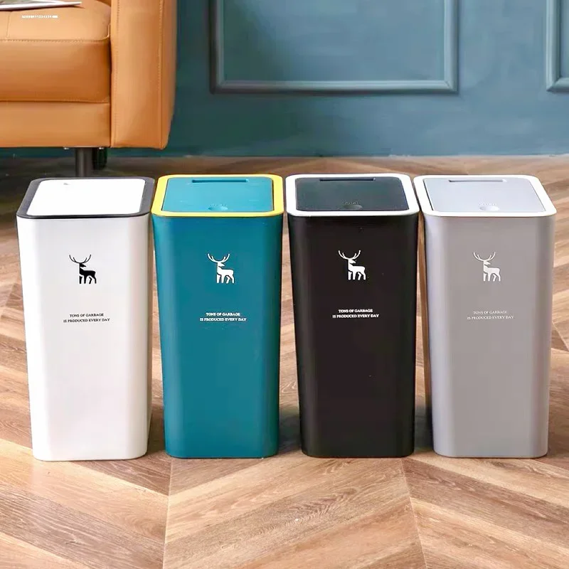 10L-15L-Trash-Can-With-Lid-Press-Type-Waste-Bins-Kitchen-Classification ...