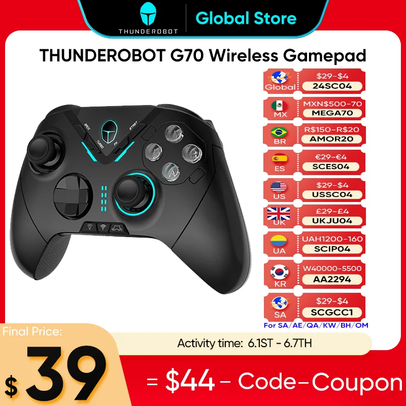 THUNDEROBOT-Controlador-Joystick-Vibra-o-Sem-Fio-Gamepad-Com-Fio-Com ...