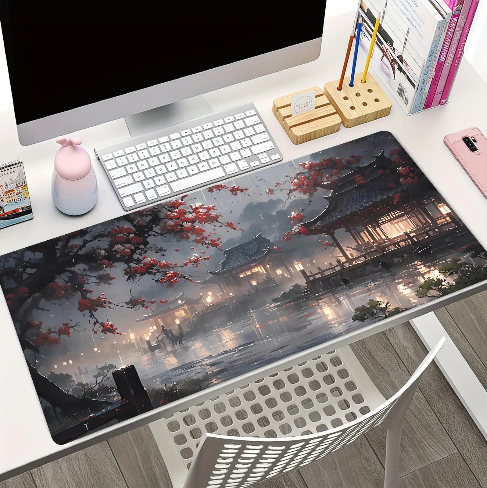 Large Size Gaming Mouse Pad Traditional Ink Landscape Design Anti-slip ...