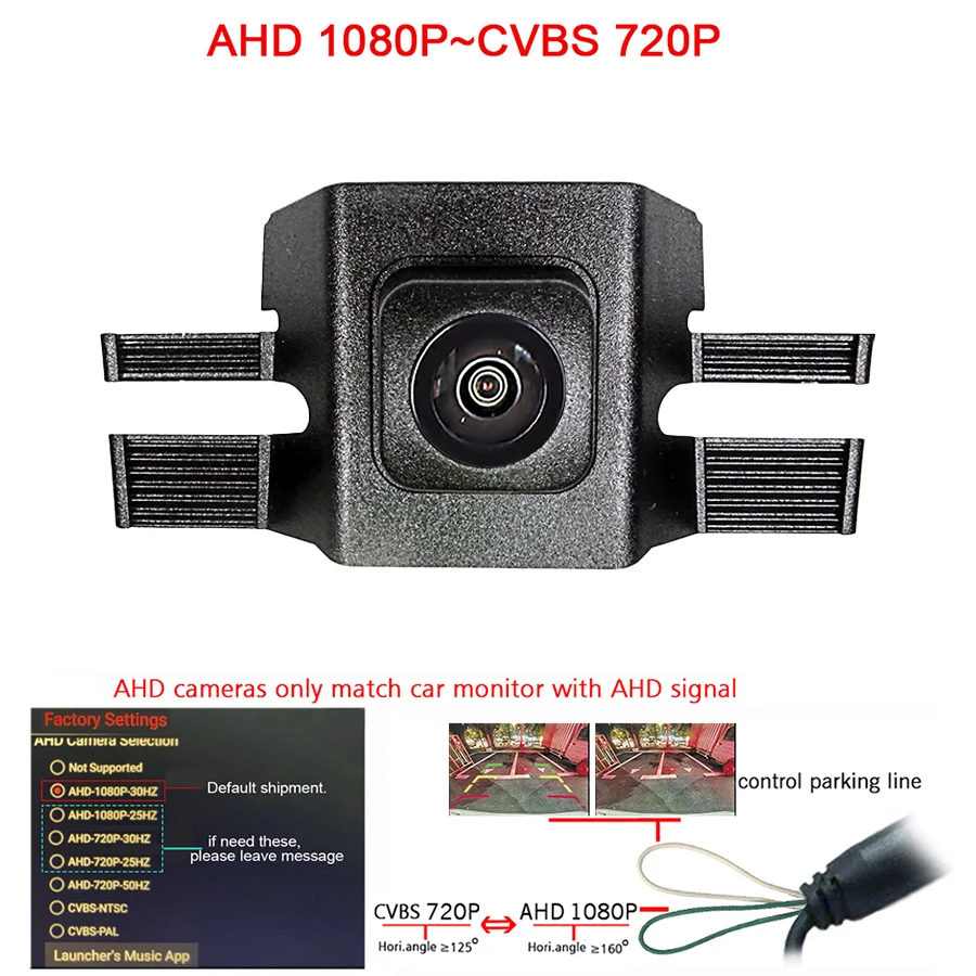180deg Fisheye 1920*1080p/1280*720p Ahd Car Front View Logo Camera For ...