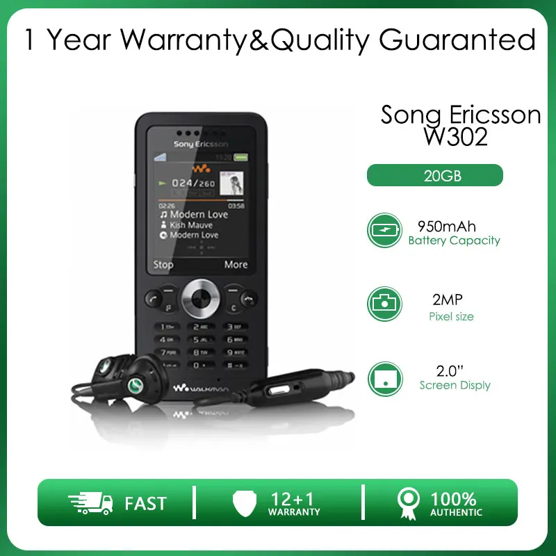 Sony Ericsson W302 Refurbished Original Unlocked 2.0 Inches 2mp High ...