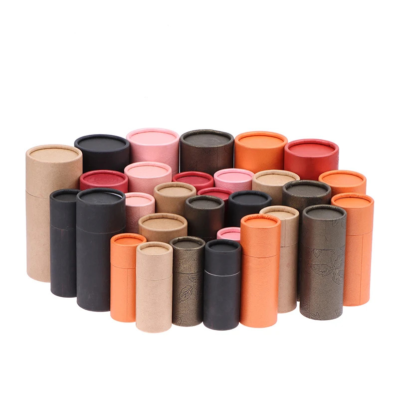 Round Cardboard Gift Box Kraft Paper Tube Boxes Cosmetic Essential Oil ...
