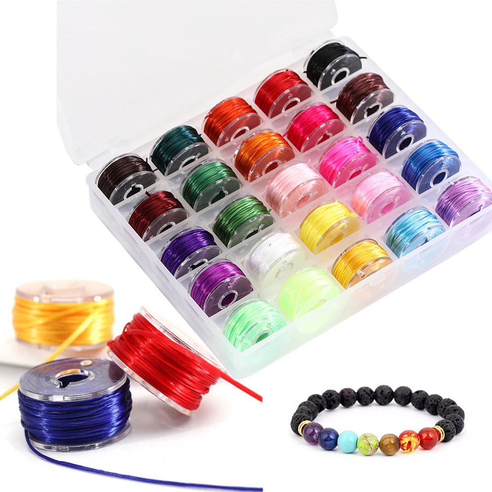 25rolls-Box-0-8mm-Flat-Elastic-Bracelet-String-Cord-Jewelry-Bracelet ...