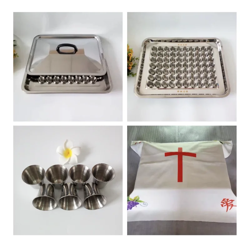 Base Tray Rectangle with The Stainless Steel Cups with Lid Christian ...