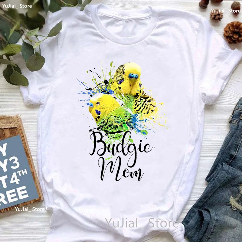 Budgie Mom Papakeets Graphic Print T Shirt Women Clothes 2024 Funny ...