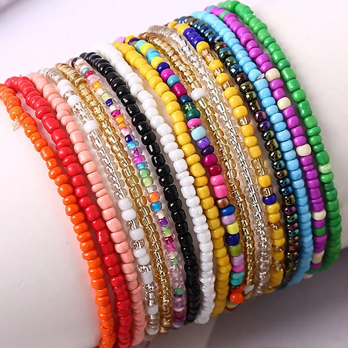 17Pcs-Elastic-Beaded-Bracelets-Bohemian-Stackable-Beaded-Stretch ...