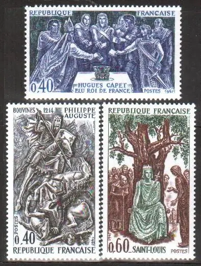 3Pcs-Set-New-France-Post-Stamp-1967-Celebrity-Knight-Engraving-Postage ...