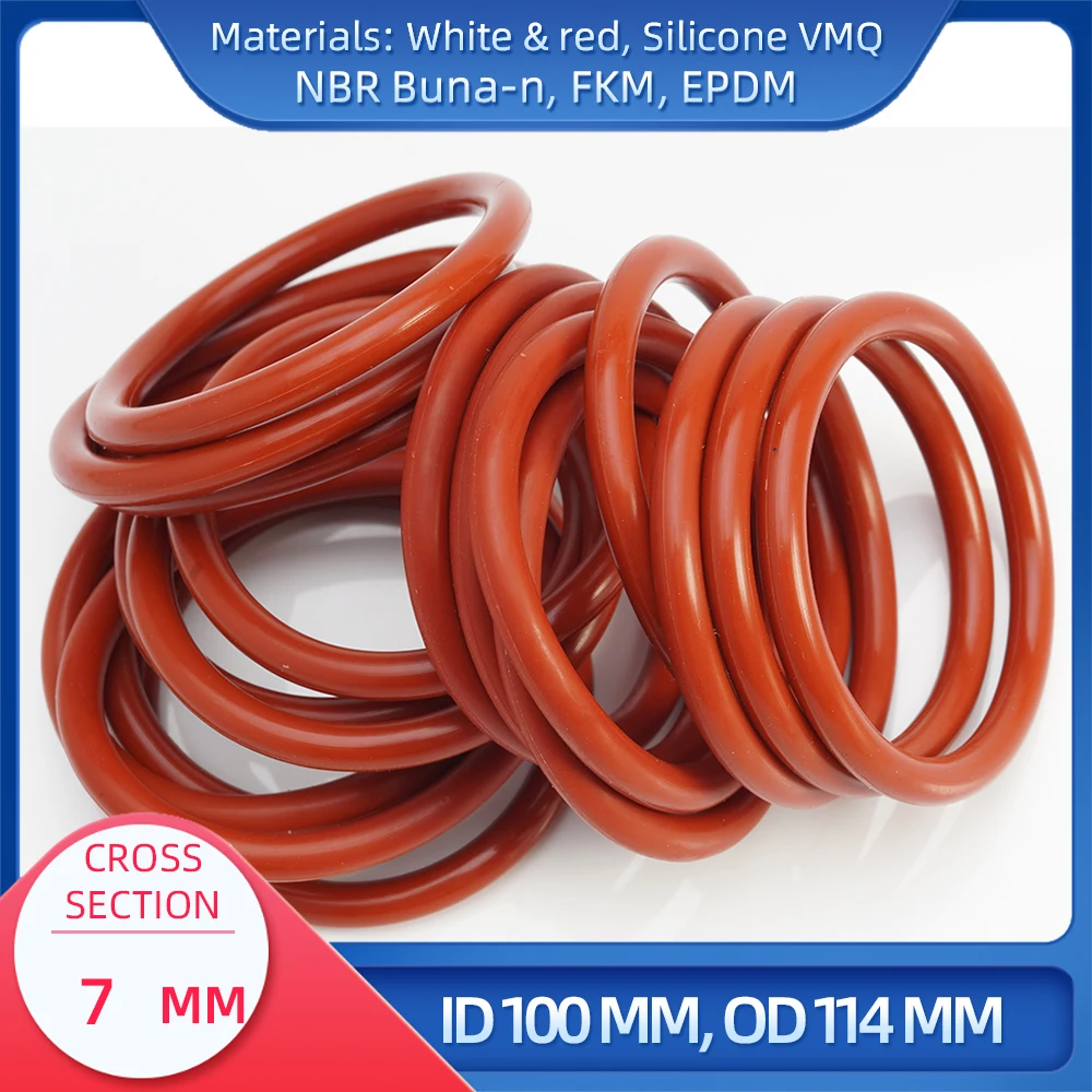 O Ring CS 7 mm ID 100 mm OD 114 mm Material With Silicone VMQ NBR FKM ...