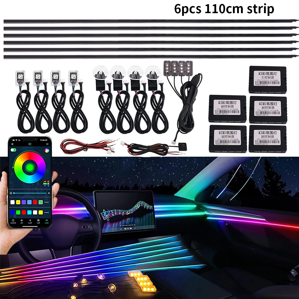 Oprah-Upgrade-18-in-1-Universal-6pcs-110cm-Car-LED-Symphony-Ambient ...