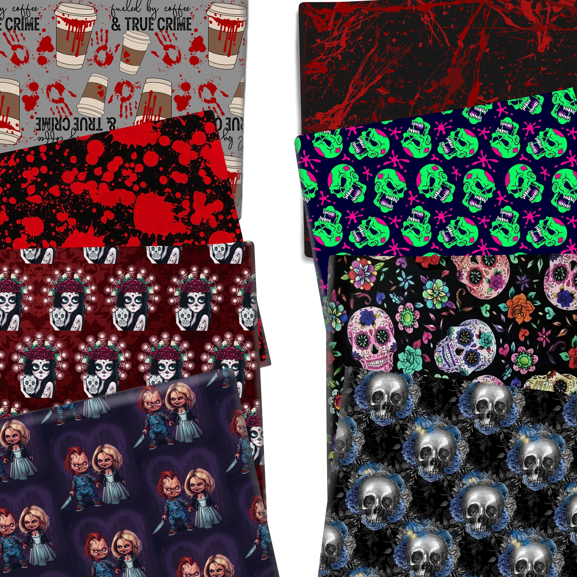 50-145cm-Horror-Skull-Blood-Polyester-Cotton-Pure-cotton-Fabric-for ...
