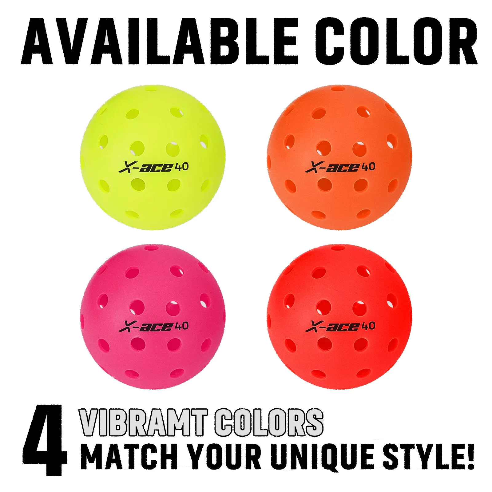 AMASPORT X-ACE Pickleballs-40 Hole Outdoor Balls Crack-Resistant ONE ...