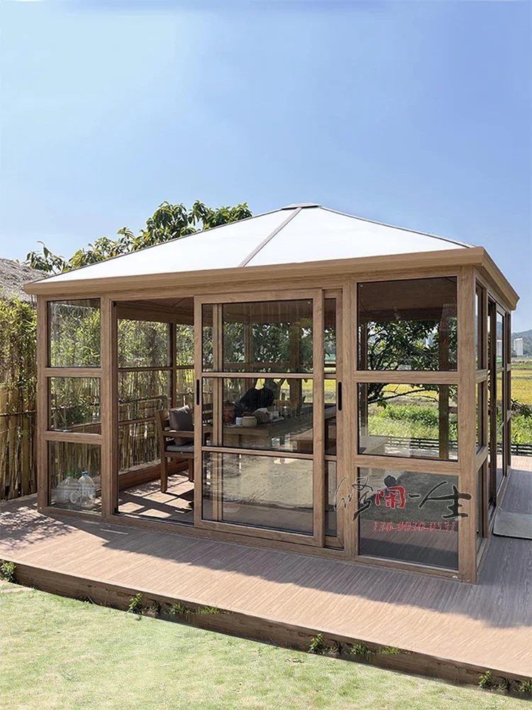 Outdoor-gazebo-tent-villa-courtyard-glass-house-roof-garden-aluminum ...