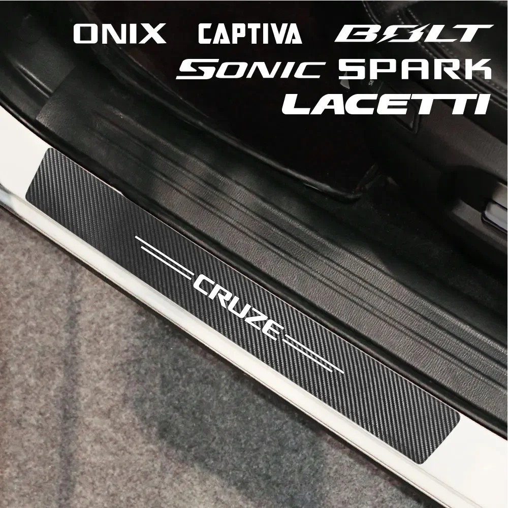 4PCS-Car-Door-Sill-Carbon-Leather-Stickers-For-Chevrolet-BOLT-Cavalier ...
