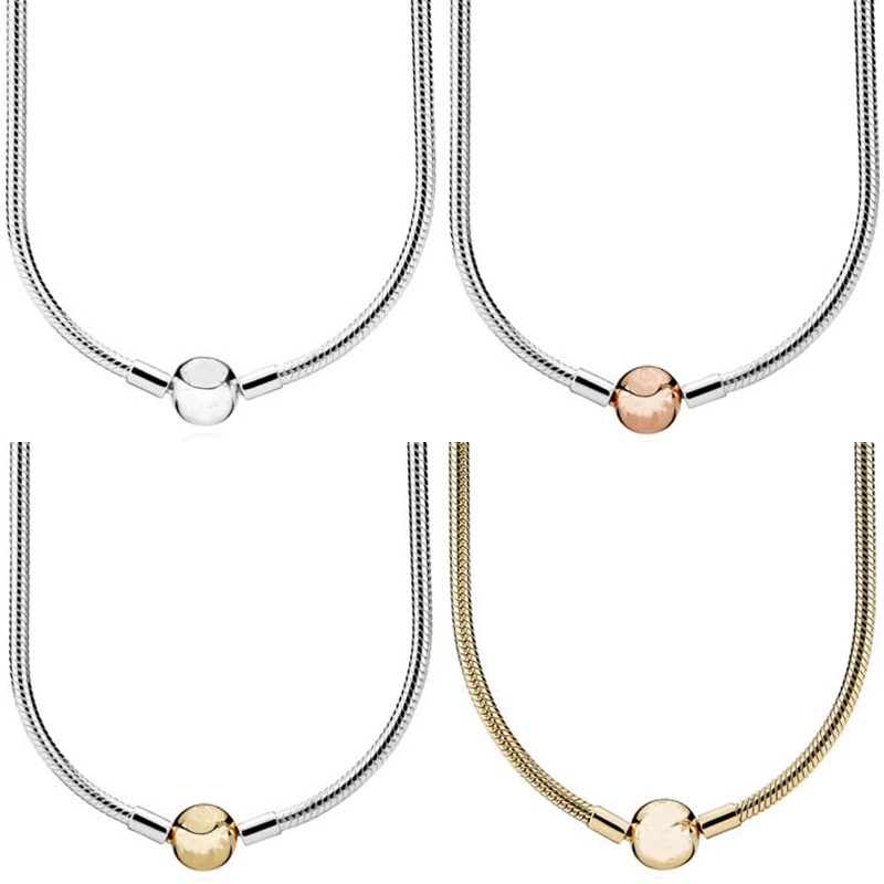 Colar de Corrente Cobra Suave, 925 Sterling Silver Bead Charme ...