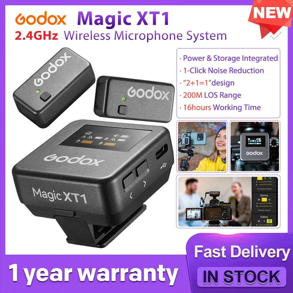 GODOX-Magic-XT1-2-4GHz-Wireless-Microphone-System-Max-200M-LOS-Range ...
