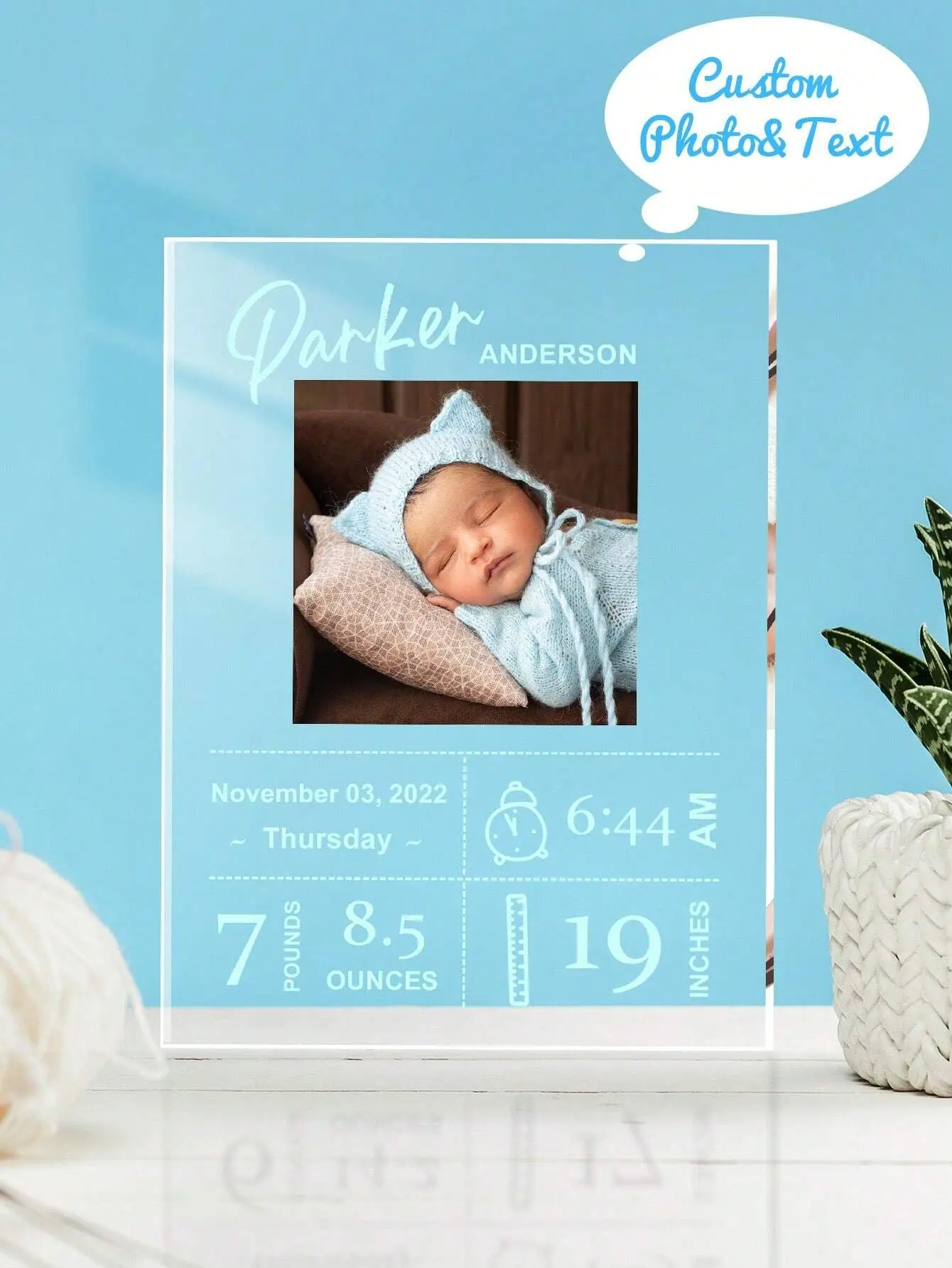 Personalized-Baby-Photo-Acrylic-Plaque-Custom-Engraved-Birth-Picture ...