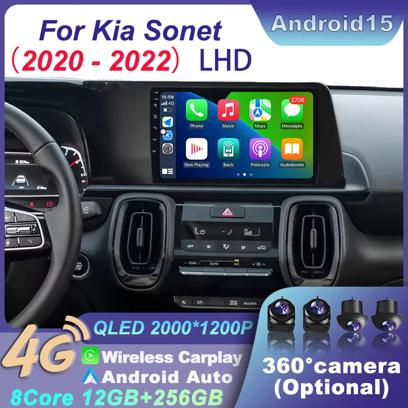 Android 15 for Kia Sonet 2020 - 2022 LHD Wireless Car Radio Navigation ...
